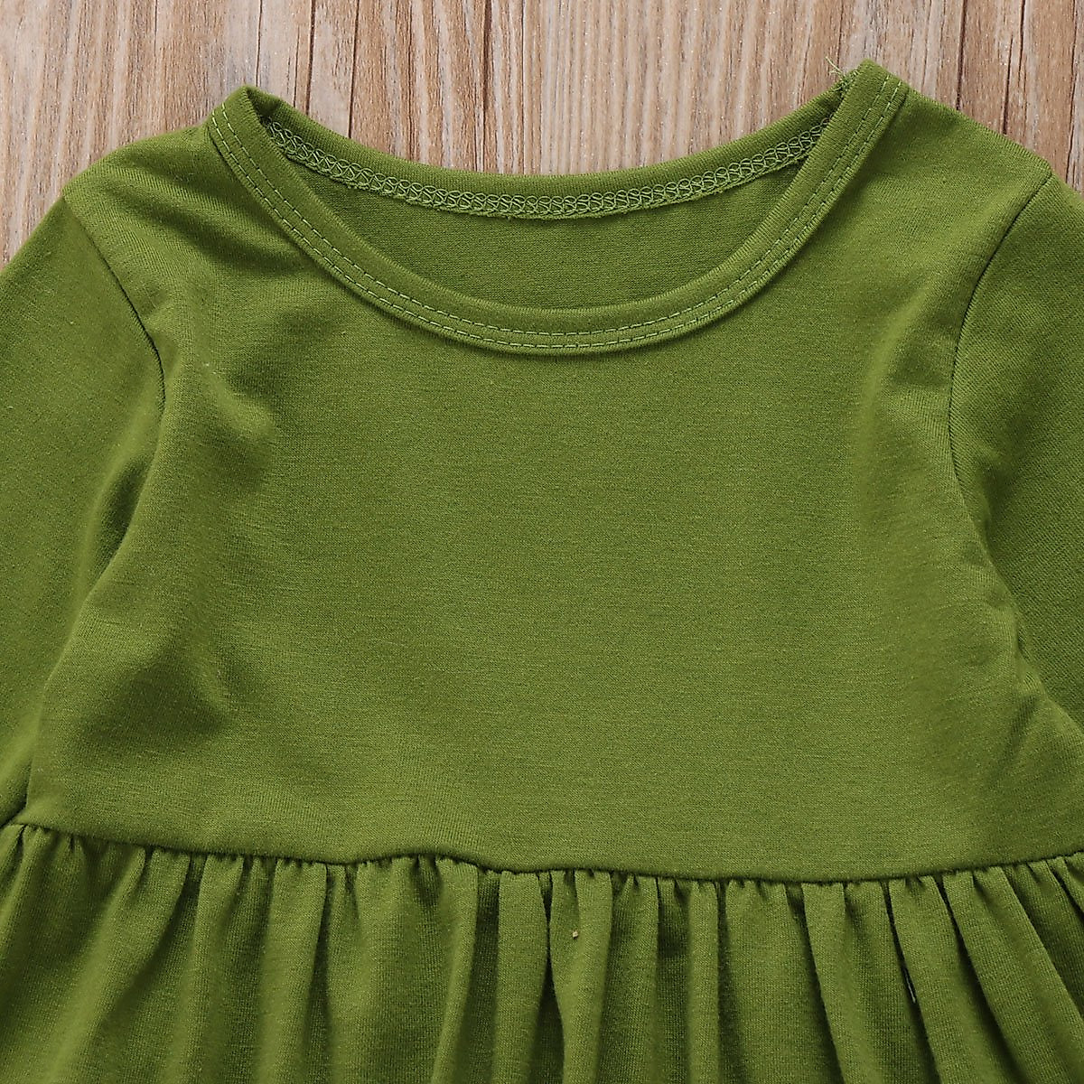 Toddler Little Girls Ruffle Flare Tunic Dress Top Striped Leggings Pants 2PC Fall Winter Outfit Set Clothes (6-7T, Green)