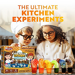 Playz Explosive Kitchen Lab Educational Science Kit for Kids Age 8-12 with 26 Science Experiments to Make Citrus Rockets, Sour LED Lights & More - Chemistry Set Toys for Boys, Girls, Teenagers & Kids