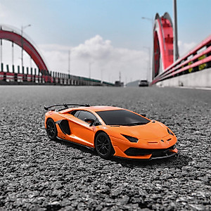BEZGAR Remote Control Car Licensed RC Car, 1:24 Lambo Toy Car for Kids, Lambo Aventador SVJ Remote Control Model Car Electric Sport Racing Hobby Car for 3 4 5 Year Old Boy Birthday Gift (Orange)
