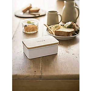 YAMAZAKI Home Butter Kitchen Dish, Tray Container | Ceramic | Food Storage, One Size, White