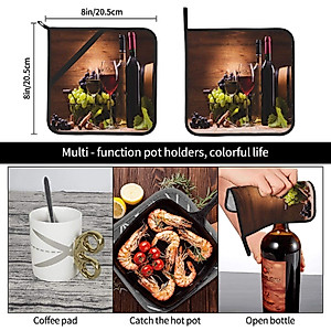 Mount Hour Potholders, Vintage Grapes Baking Pot Holder for Cooking BBQ, 2-Piece Set
