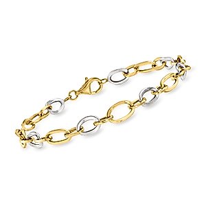 Ross-Simons 14kt 2-Tone Gold Oval-Link Bracelet. 8 inches