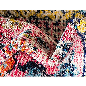 Unique Loom Monterey Collection Vintage Bohemian Inspired with Distressed Tribal Design Area Rug (5' 0 x 8' 0 Rectangular, Pink/ Yellow)