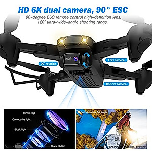 TizzyToy Drone with Camera 4K, Drones for adults, WiFi FPV RC Quadcopter with Gesture Control, 3D FlipFoldable Mini Drones Toys Gifts for Kids Beginners, Controlled Camera，Drone with LED Lights, Headless Mode,One Key Start Mode
