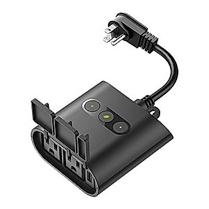 D-Link Wi-Fi Smart Outdoor Plug with 2 Outlets and 1 USB Port, No Hub Required, Works with Google Assistant (DSP-W320-US) , Black