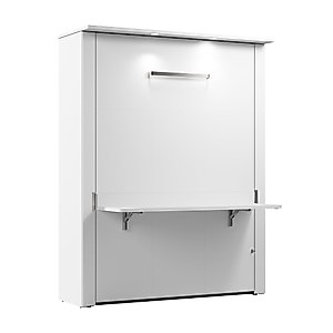 Bestar Lumina 68W Queen Murphy Bed with Desk in White, Sleeping Arrangement for Guest Room and Home Office