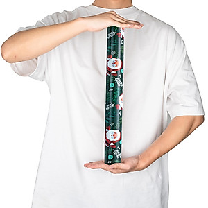 LeZakaa Christmas Wrapping Paper Roll - Santa Claus in Dark Green for Christmas Holiday, Party - 17 inches x 32.8 Feet (46.45 sq.ft.)