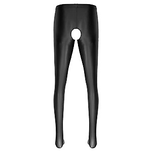 TiaoBug Mens Compression Long Pants Bulge Pouch Tights Trousers Seamless Underpants Hollow Black Large