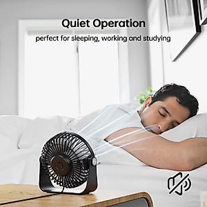 TriPole USB Desk Fan Mini Portable Fan with Strong Airflow Small Table Fan 3 speeds 360°Rotatable Personal Fan for Desktop Home Office Bedroom Camping Outdoor,5.1Inch,4.9ft cable