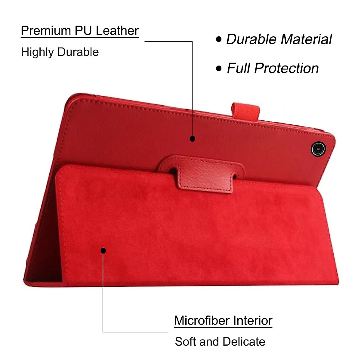 EKVINOR Case for Samsung Galaxy Tab A8 10.5 Inch 2022 Release (Model SM-X200/X205/X207), Folio Stand Cover Protective Case for Galaxy Tab A8 10.5” Tablet 2022 Model - Red