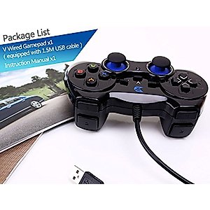 ZD-V+ USB Wired Gaming Controller Gamepad For PC/Laptop Computer(Windows XP/7/8/10/11) & PS3 & Android & Steam - [Black]