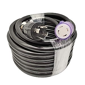 Parkworld UL Listed 30amp 4 Prong Generator Transfer Switch Extension Cord, NEMA L14-30P to L14-30R Female with Lighted. (50 Feet)