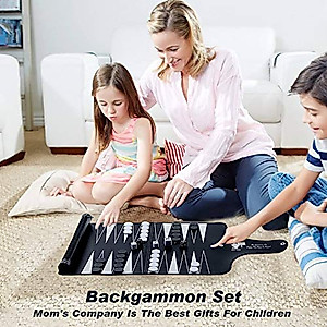 Travel Backgammon Set Roll Up Detachable Design Bagammon Game Set with Backgammon Checkers Inside (Black)