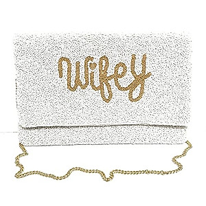 WIFEY Clutch Purse, Bride Gifts, Bridal Gift for Bride, Wedding Gift, Bride To Be Gift, Engagement Gift, Bridal Wedding Gift, Bride Beaded Clutch, Wifey Bride Bag, Future Wife Gift, White