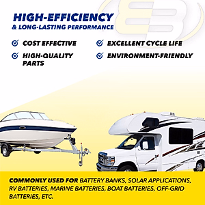 Exell Battery 1/0 Interconnecting Copper Cable, 8-inch Length with 3/8-inch Lugs, Red