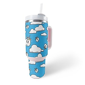 MightySkins Skin Compatible with Stanley The Quencher H2.0 FlowState 40 Oz Tumbler - Unicorn Clouds | Protective, Durable, and Unique Vinyl Decal wrap Cover | Easy to Apply, Remove, and Change Styles