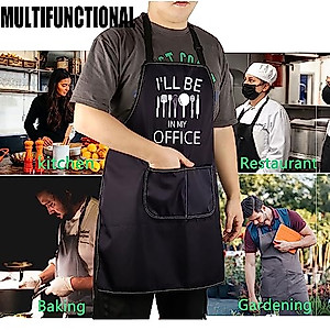CENWA I'll Be In My Office Funny Office Apron Chef Kitchen Apron Smoking Cooking Grilling BBQ Office Chef Funny Gift Apron (Be In My Office apron)