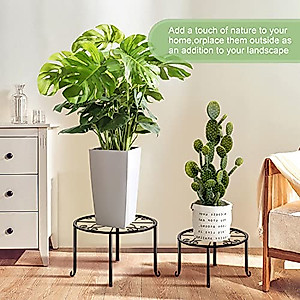 ENDAAR 5-Pack Decent Metal Plant Stands, Multiple Height Size Corner Plant Holders for Different Sizes of Flower Pots, Indoor Outdoor Planter Container Round Supports Display for Home, Patio,Black