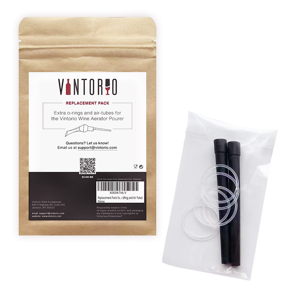 Wine Aerator Pourer and Replacement O-Rings and Air Tubes by Vintorio