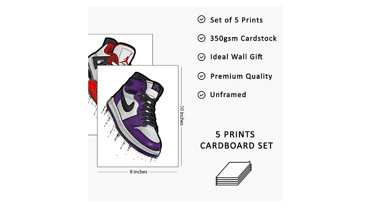 HT LIFE Sneaker Posters Set of 5 - Urban Wall Art for Sneakerheads