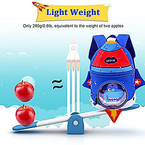 Augot Toddler Backpack, Kids Preschool Backpack 3D Cute Cartoon Backpack for Kids Mini School Backpack for Toddler Boys Girls (Royal Blue, Rocket)