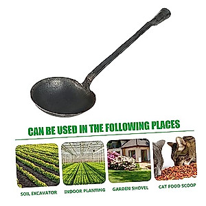 GANAZONO Forged Iron Spoon Mini Scoop Potting Scoop Garden Tractor Scoop Multitools Vegetable Planting Tools High Carbon Steel Spoon Cultivation Feeding Spoon Forging Dark Grey Bath Salt