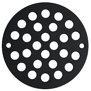 4 Inch Shower Drain Cover,Round Screw-in Floor Drain Cover,Easy-to-Install Replacement Cover Black