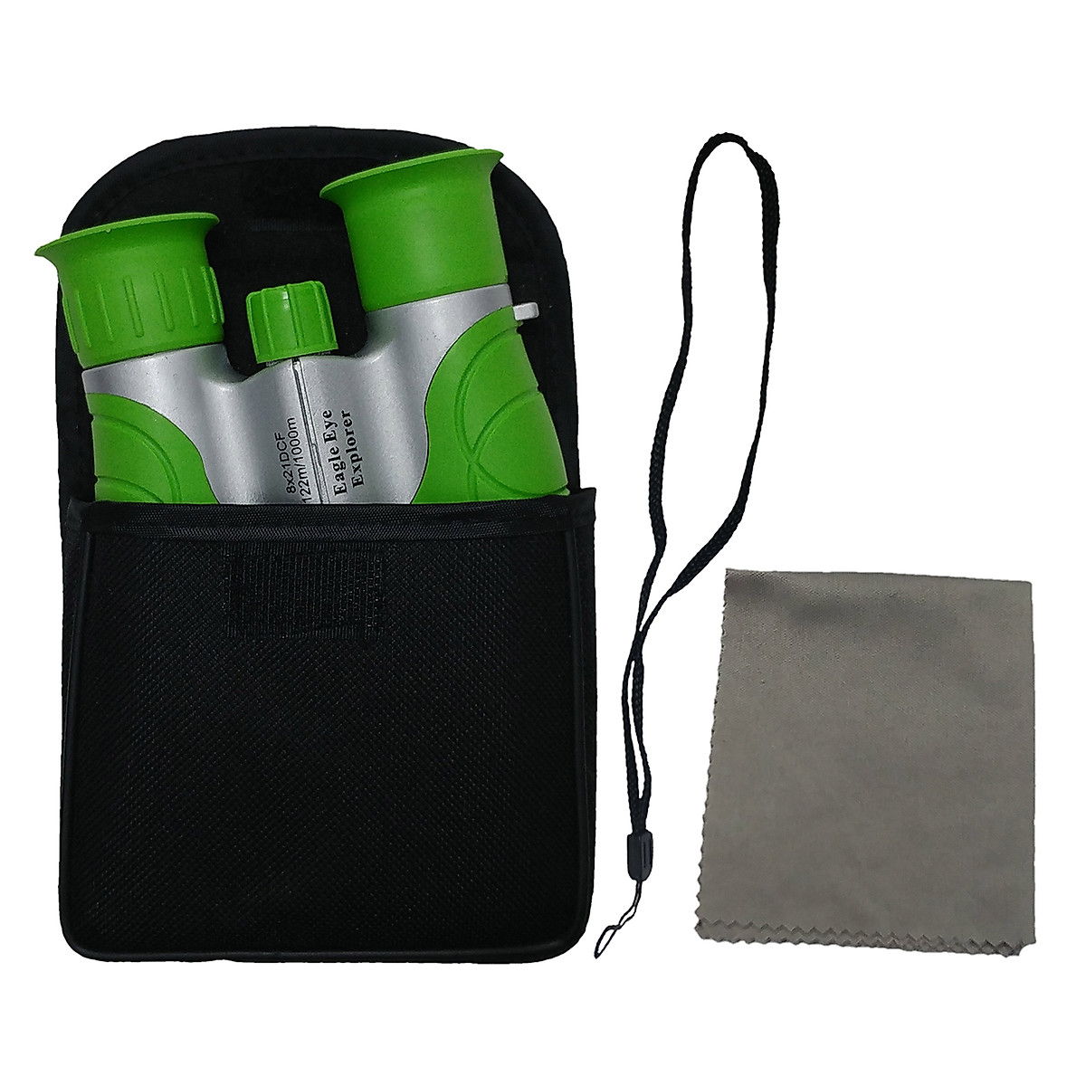 Eagle Eye Explorer Multi-Piece Set Cargo Vest with Reflective Safety Straps, 1 8x21 Magnification Binoculars and Safari Hat for Boys and Girls (Small/Medium, Tan and Green)