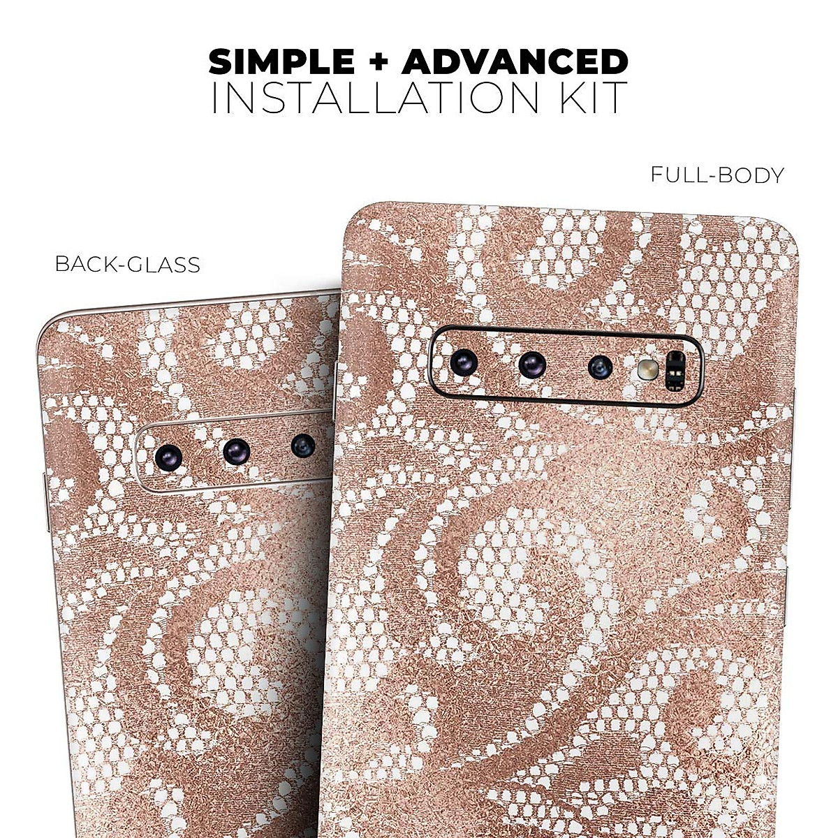 DesignSkinz Rose Gold Lace Pattern 14 Protective Vinyl Decal Wrap Skin Cover Compatible with The Samsung Galaxy S20 (Screen Trim & Back Glass Skin)