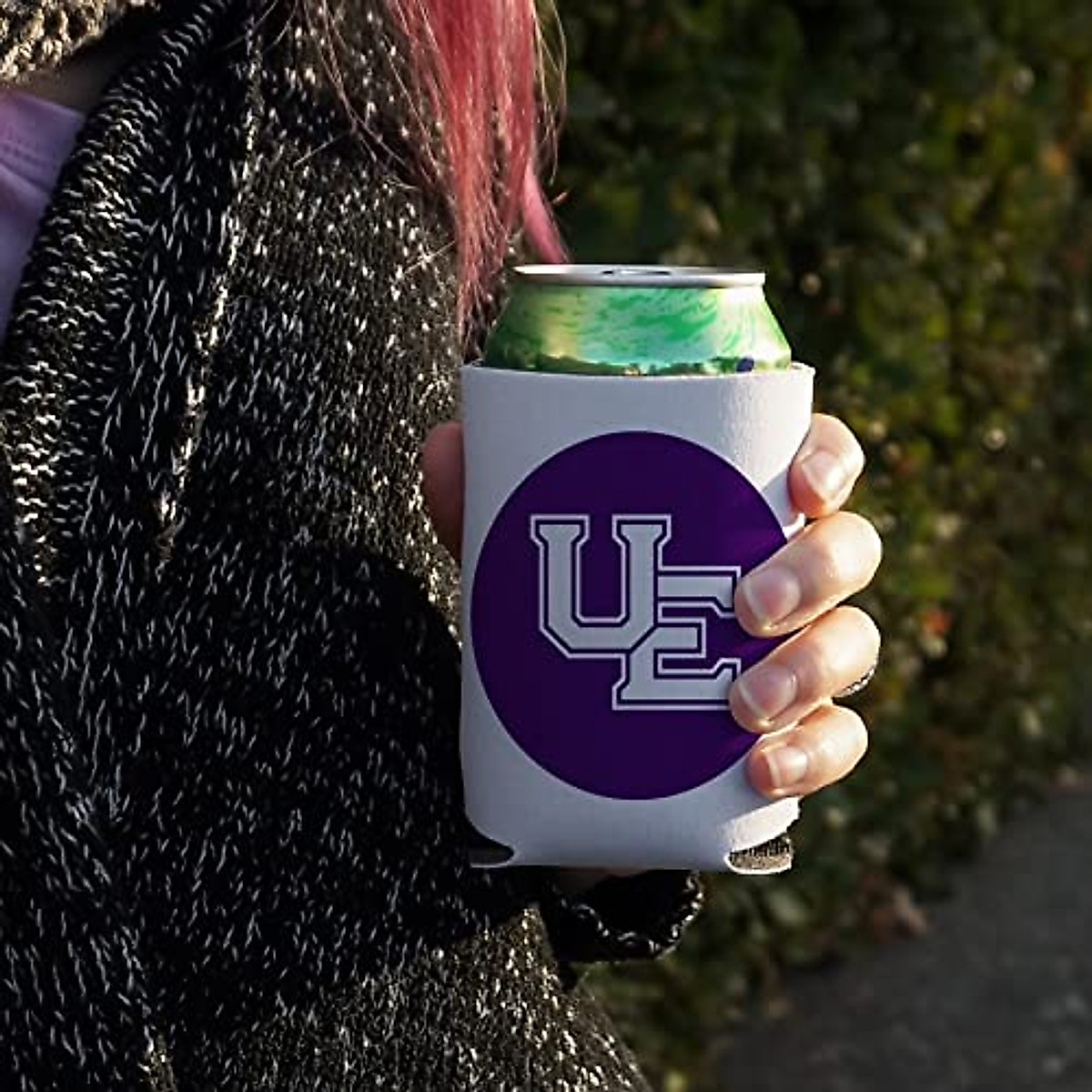 University of Evansville Primary Logo Can Cooler - Drink Sleeve Hugger Collapsible Insulator - Beverage Insulated Holder