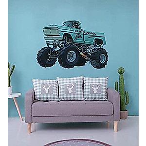 Monster Truck Wall Stickers Decals for Boy’s Bedroom, Gift for Boy's, Car Decor Wallpaper Mural for Nursery Classroom Kids Room