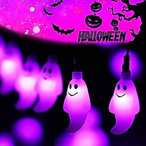 DYTesa Halloween Solar String Lights, 21.3 Ft 30 LED Milky White Ghost LED Lights IP65 Waterproof for Halloween Outdoor Indoor Party Decor, Patio, Lawn, Garden, Yard