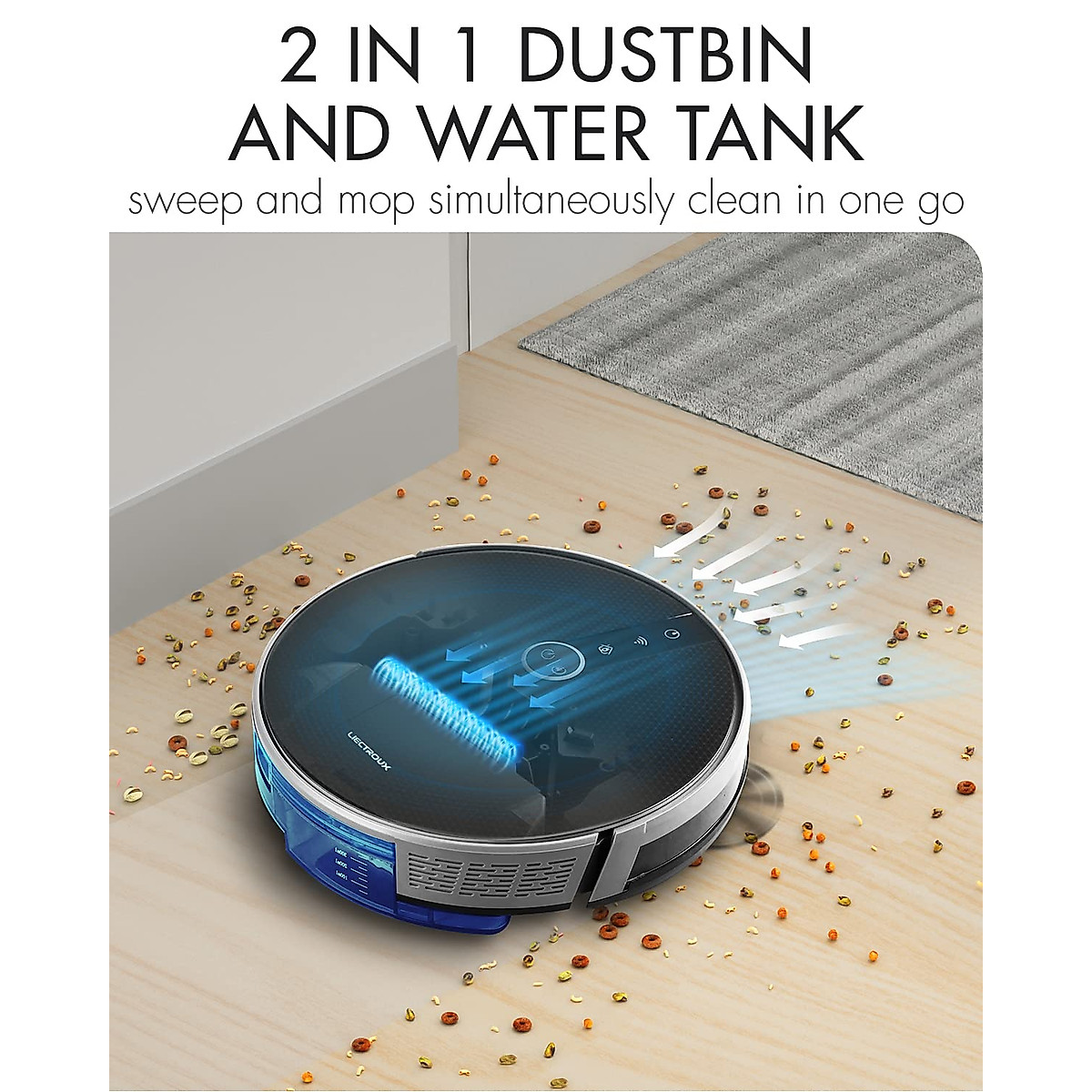 Liectroux C30B Robot Vacuum Cleaner, Smart Dynamic Navigation, Super Smart Partition, with Memory, WiFi App Control, 5000Pa Strong Suction, Smart Wet Mopping, Works with Alexa and Google Assistant