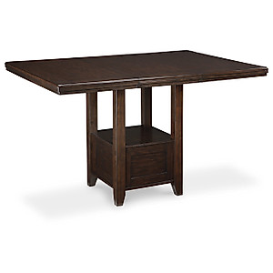 Signature Design by Ashley Haddigan Traditional Rectangular 36" Counter Height Dining Extension Table, Dark Brown