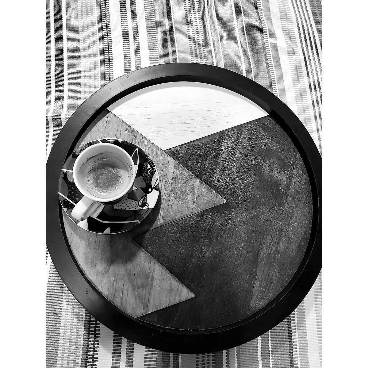 HOME BREEZES Mountain Wood Lazy Susan Wooden Turntable-14 inches Diameter-Table Top Rotating Serving Tray. Round Tray for Dinning Room, Living Room, Kitchen.