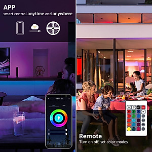 LE LED Strip Lights, Christmas Decorations, 32.8ft WiFi Smart RGB Strips, SMD 5050 LED Rope Light, App&Remote Controlled, Alexa Compatible, Tape Light for Bedroom, Home and Kitchen