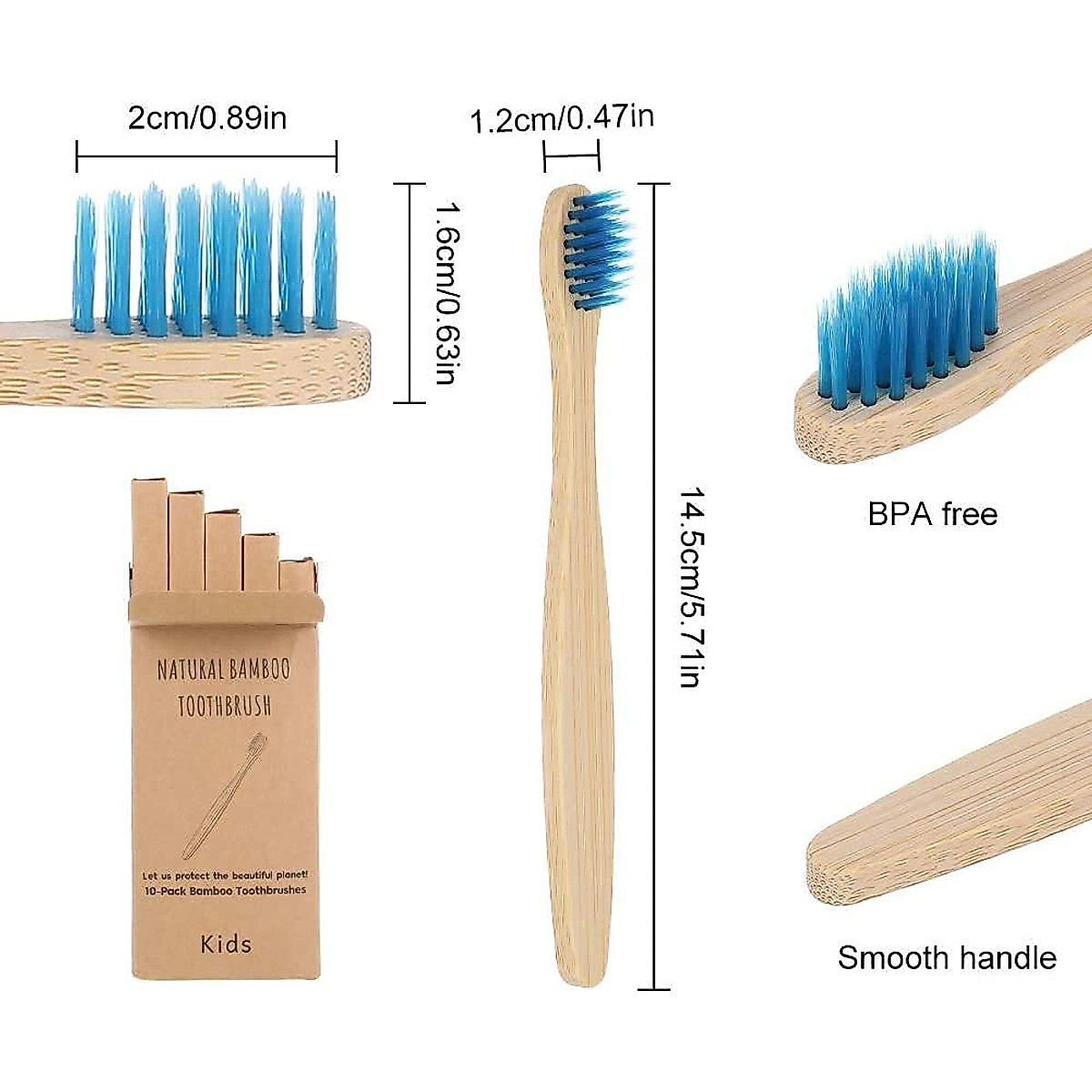 ECOPRO Kids Bamboo Toothbrushes 20 Pack Manual Toothbrush Set Premium, Eco-Friendly Wooden Handle Tooth Brushes Kit for Chidren (Mixed-Color 20 Pcs)