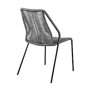 ARMEN LIVING LCCPSIGRY Clip Indoor Outdoor Stackable Steel Dining Chair with Grey Rope-Set of 2, Gray