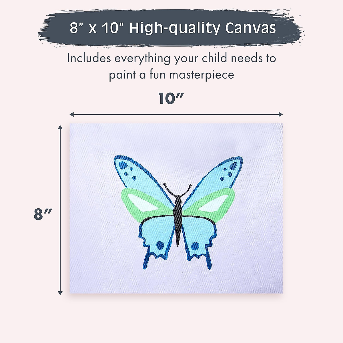 Pink Picasso Kits Paint by Number for Kids Ages 8-12 | DIY Beginner Kids Craft Kit Acrylic Paint Canvas Painting Art Kits & Wall Decor as Seen On Shark Tank | (Butterfly) 8x10-Paint Kit Set