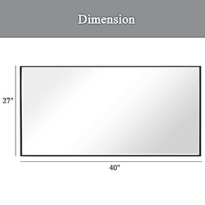 Bonverre 27 x 40 Inch Rectangle Wall Mirror, Aluminum Frame Rectangular Mirror for Bathroom, Vanity, Bedroom, Living Room, Entryway, Wall Mounted Horizontal or Vertical, Black