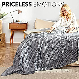 Throw Blankets – 50”x60”, Charcoal - Waffle Blanket - Lightweight Flannel Fleece - Soft, Cozy - Perfect for Bed, Sofa, Couch