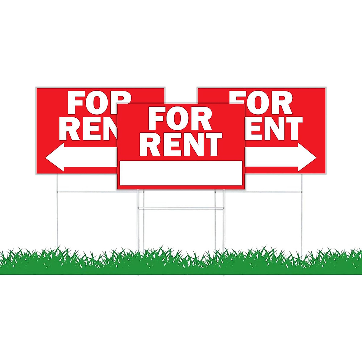 Double Sided Plastic Home for Rent sign - Set of 3 Pieces 12x8 Inch - Yard Sign with Tall Stands for Rentals Home Car Apartment Stores Business - Lawn Signs with Stakes and Garage Sale Sign