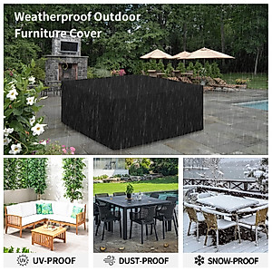 Easy-Going 600D Heavy Duty Patio Furniture Cover, Outdoor Square Table and Chair Set Cover, Waterproof Outdoor Sectional Set Cover (84"L x 84"W x 28"H, Black)