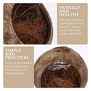 POPETPOP Coconut Bird Nest Natural Coconut Shell Hideaway Hanging Bird House Parrots Hide Hut Habitats Cage Accessory for Pet Budgies Parakeet Lovebird Finch Canary