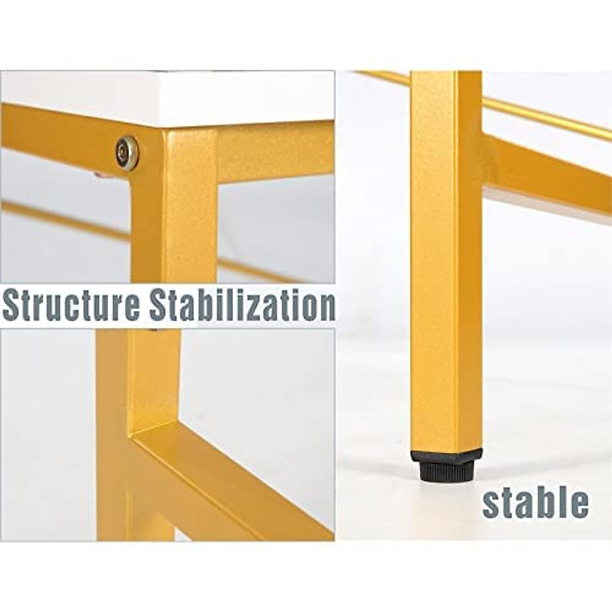 JJS 48' Writing Desk with Drawers, Contemporary Home Office Large Computer Laptop Workstation with Storage, White/Golden