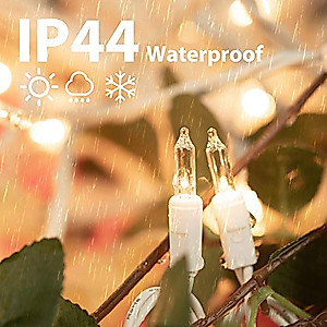 Brightown Christmas String Lights with 100 Clear Bulbs on White Wire - UL Approved for Indoor Outdoor Use, 26.5 FT Waterproof Connectable Christmas Tree Lights for Party Holiday Patio Decorations