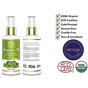 Oregano Oil Organic 2oz Pure Essential Oil Natural Wild Now Carvacrol Oreganol Oil Pump Spray Easy to Apply No Mess 60ml 2Floz