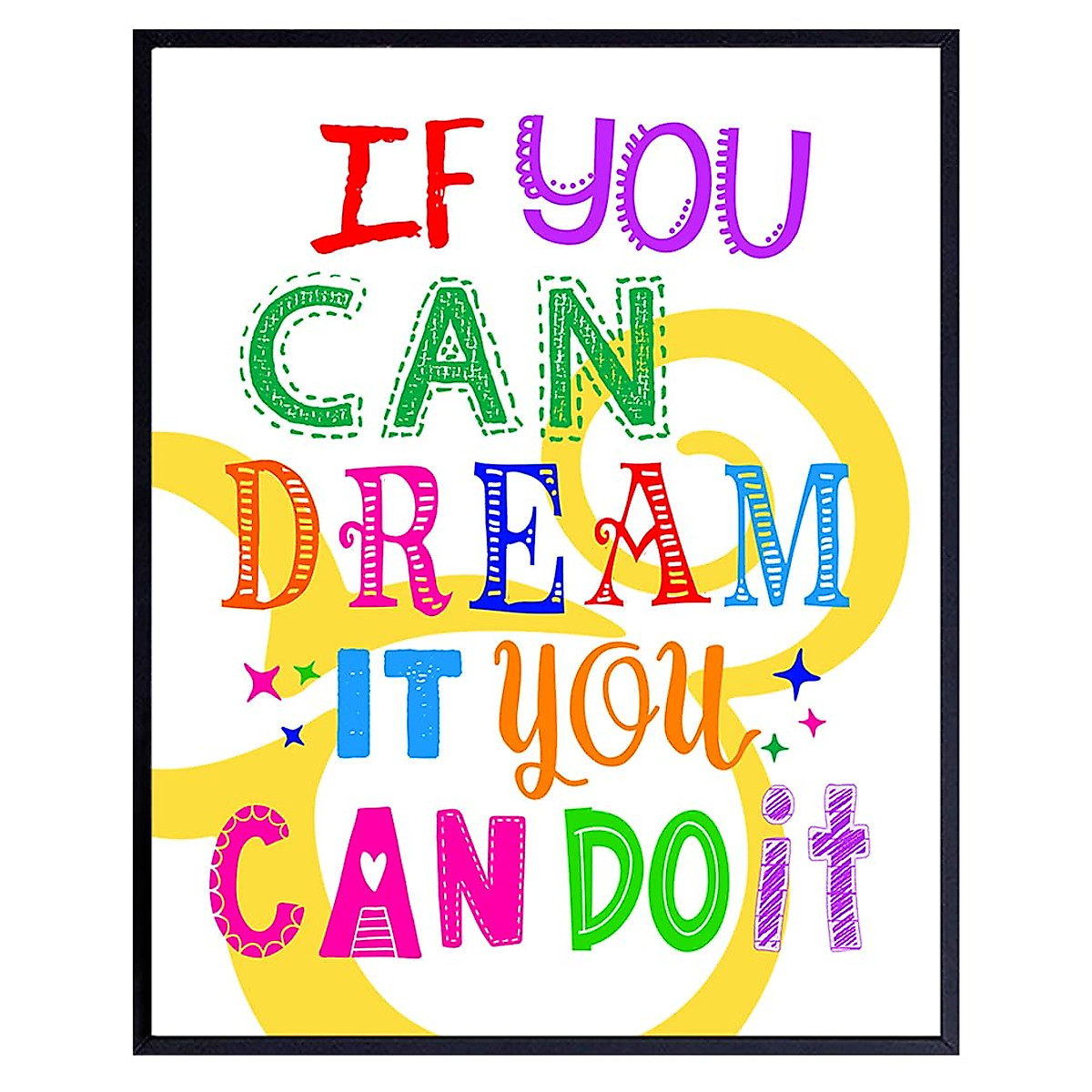 Motivational Quote Home Decor - Cute Mouse Inspirational Gift for Fans - Room decoration Wall Art Poster print for Boy, Girl or Kids Bedroom, Baby Nursery - If You Can Dream It 8x10 Unframed