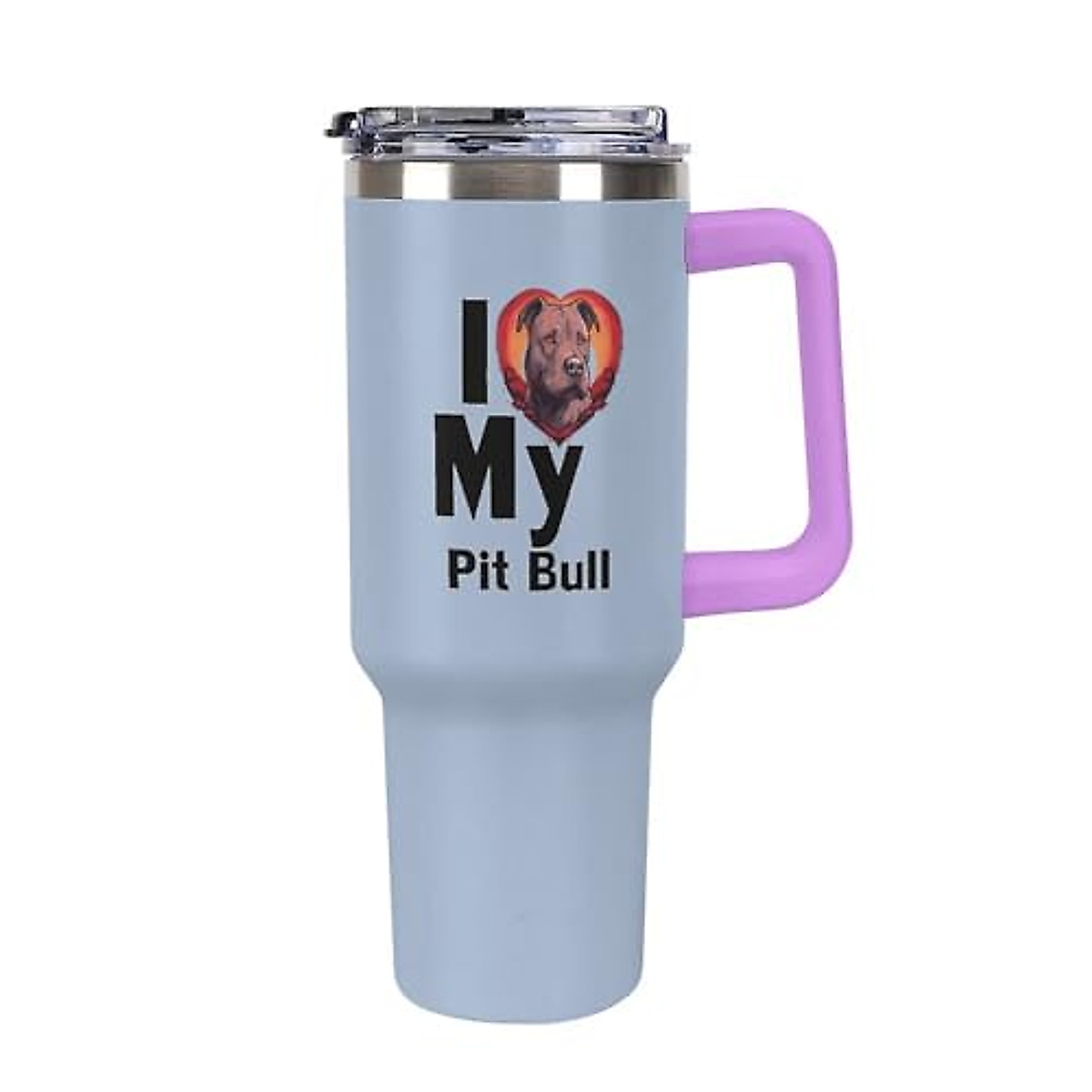 I LOVE My Pit Bull 40 Oz Car Cup Stainless Steel Travel Mug Leak-Proof Insulated Tumbler with Handle Violet-style