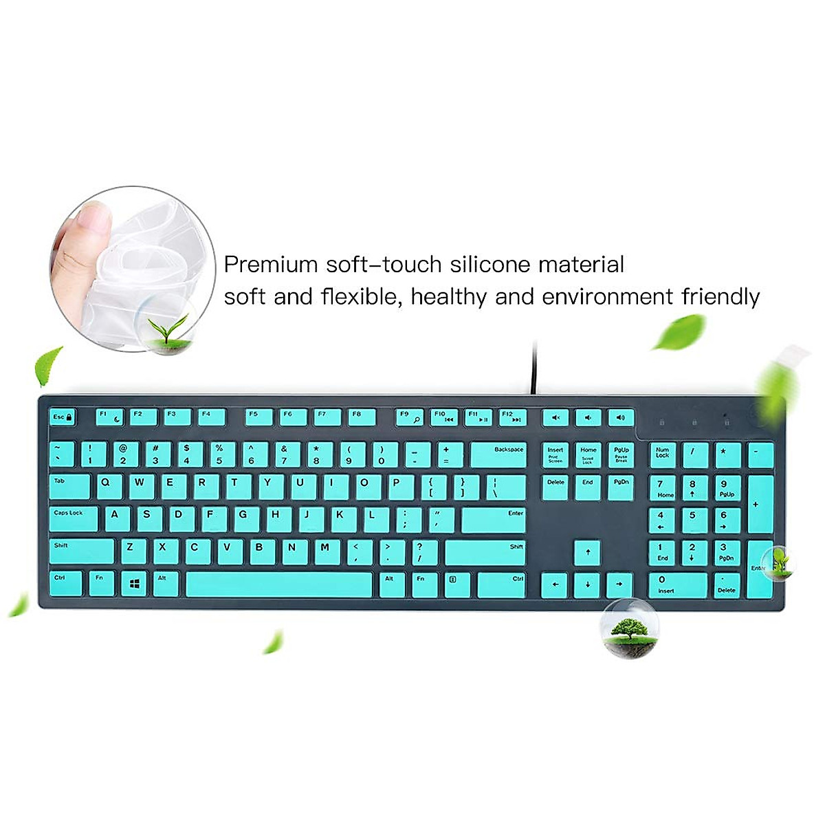 Keyboard Cover for Dell KB216 KB216p Wired & Dell KM636 Wireless Keyboard/Dell Optiplex 5250 3050 3240 5460 7450 7050/Dell Inspiron AIO 3475/3670/3477 All-in one Desktop Keyboard Skin, Mint Green